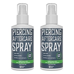 2 Pack Piercing Aftercare Spray (8 OZ Per Bottle) - Gentle on Contact - Made in USA