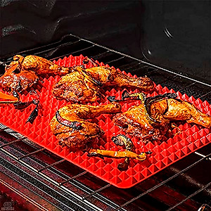 Silicone Baking Mat Red Pyramid - Nonstick Bakeware Microwave Bacon Cooker Pastry Mats Red BBQ Grill Mat Baking Supplies - 16 X 11'' Healthy Food Grade Silicone Mats For Kitchen Counter Grilling Mat