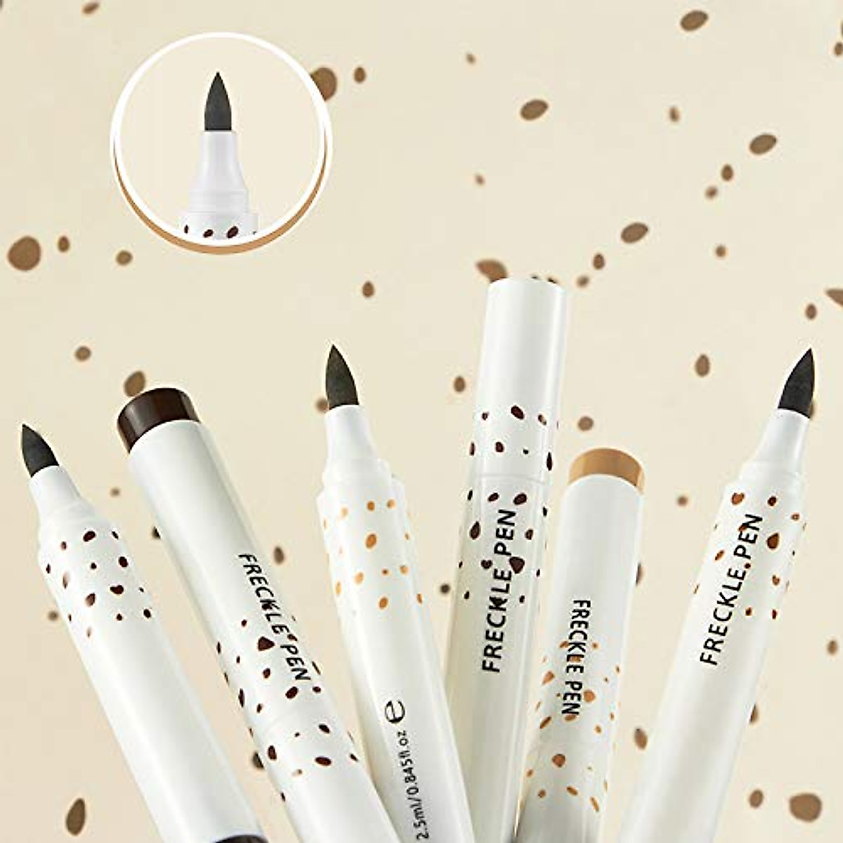 LOKFAR 2 Pcs Freckle Pen Set, Natural Lifelike Fake Freckles Makeup Pen Magic Brown Color Freckles Makeup Tool Long-Lasting Waterproof Dot Spot Pen for Effortless Sunkissed Makeup (Dark Brown)