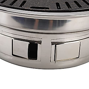 Asixxsix BBQ Charcoal Grill, Stainless Steel Non Stick Korean Grill Portable Round Carbon Barbecue Grill Camping Grill Stove for Outdoor Indoor Picnic Patio Backyard Hiking Fishing