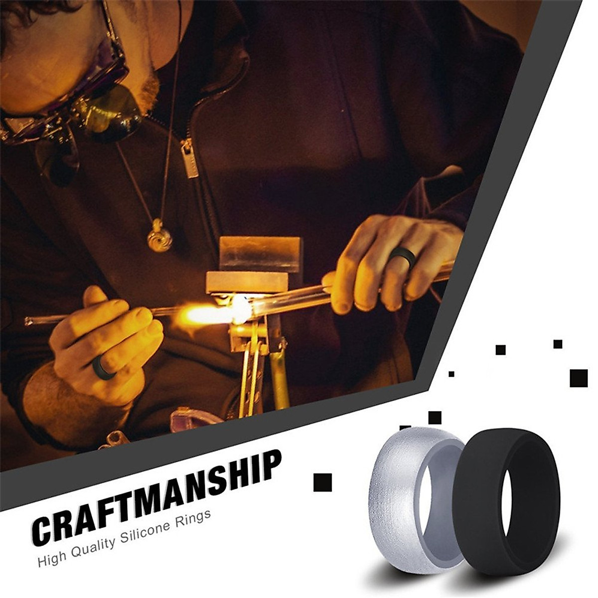 PAMTIER 10 Pack Affordable Silicone Rubber Wedding Bands Durable Comfortable Rings Size 12