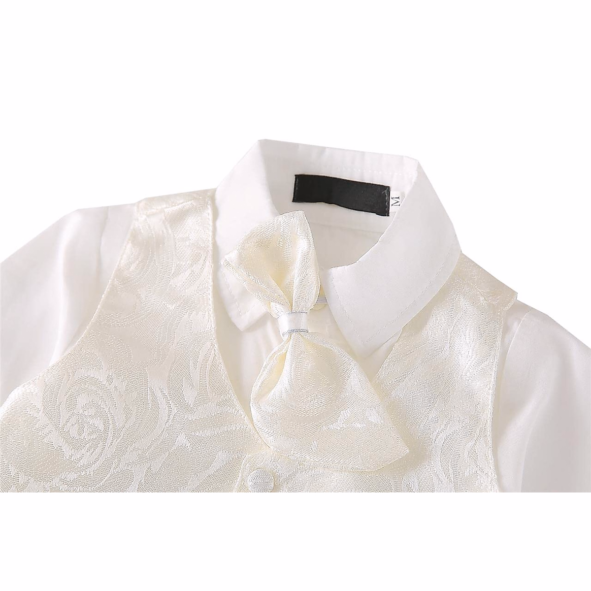 Dressy Daisy Infant Baby Boy Christening Baptism Outfit Ivory Vest Suit 5 Pieces Clothing Set with Bonnet Hat Size 3-6 Months