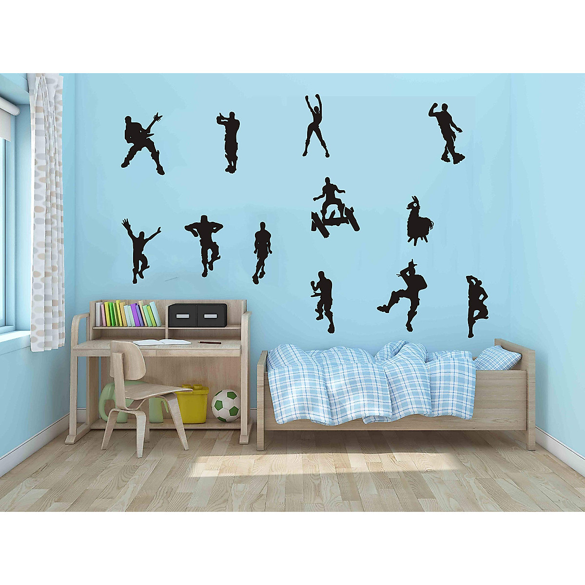 Large Game Wall Decal Poster Dancing Peel & Stick Poster Decals Floss Dancing Game Nursery Kids Room Game Stickers (Black)