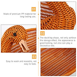 Baluue Rattan Woven Basket Fruit Bread Serving Baskets Duck Shaped Weaving Countertop Vegetable Holder Fruit Bowl Home Decor for Bread Snacks