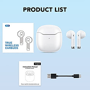 FAMOO Wireless Earbuds, Bluetooth 5.3 Headphones, Mini Bluetooth Earbuds with 35H Mini Charging Case, USB-C Fast Charging, Built-in Mics with Deep Bass, IPX7 Waterproof for Work, Travel…
