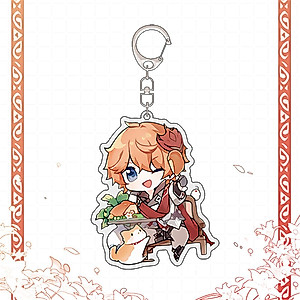 Genshin Impact Merch Box - Including Doll, Pillowcase, Hanging Picture, Acrylic Stand, Amulet, Keychain, Bell Pendant, 2 Brooch,30 Lomo card, 50 Sticker (Tartaglia), 25cmx20cmx7cm (BOX-YS001)