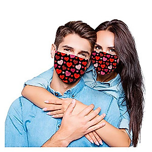 50 Pcs Valentine's Day Disposable Face_Mask for Adult, 3-Ply Breathable Love Hearts Printed Designs with Nose Wire (MultiColor_2)