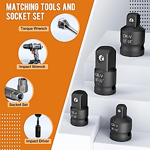2PCS Impact Socket Adapter and Reducer Set,1/2"to 3/8" & 3/8"to 1/2" Impact Adapter Set Breaker Bar Wrench Conversion Kit Mechanic tools