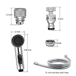 G-Sunny Quick-Connect Sink Faucet Sprayer Kit,Sink Hose Sprayer attachment,Detachable Metal Adapter With Hand Shower,Hair Washing,Pet Dog Rinse,for Bathroom/Kitchen (Three-Function Sprayer)