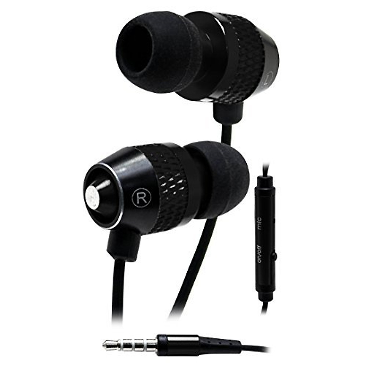 Bastex Universal In-Ear Bass Stereo Headphones, 3.5 mm Plug with Built-In Microphone (3 Pack) - Black