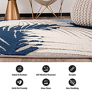 Rugshop Lucca Contemporary Floral Indoor/Outdoor Area Rug 5' x 7' Navy