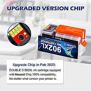 DOUBLE D Compatible 902XL Black Ink Cartridges Replacement for HP 902 902XL Black (Upgrade Chip) for HP OfficeJet Pro 6978 6962 6968 6975 6960 6970 6950 6954 6979 6951 Printer (2 Black)