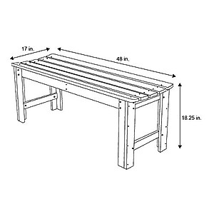 Shine Company 4204BK 4 Ft. Backless Outdoor Garden Bench | Contoured Wood Patio Bench for Indoor/Outdoor – Black