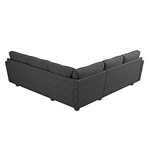 HONBAY Convertible Sectional Sofa L Shaped Couch for Small Apartment Reversible Sectional Couches for Living Room,Dark Grey