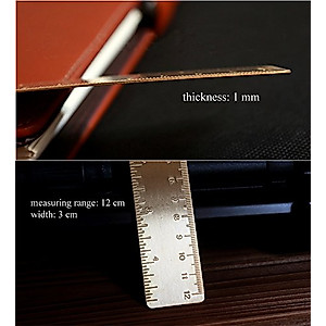 Juland 2PCS Gold Brass Ruler Handy Straight Ruler Vintage Metal Copper Bookmark Cm Inch Dual Scale Engraved 4.72" / 12cm