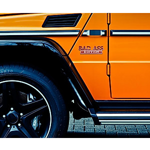 2 PCS Bad Ass Edition Emblem,Bad Ass Car Funny Decal 3D Raised Letters Bumper Interesting Metal Sticker,for Universal Vehicle,Truck,RV,SUV,car Door,Fender Decoration,Trunk,Motorcycle(Red-White)