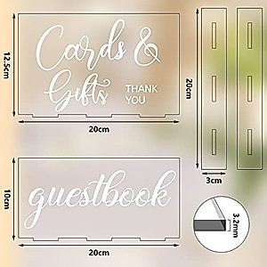 Yulejo 2 Pieces Acrylic Wedding Reception Sign Guest Book Sign Cards and Gifts Wedding Sign with Stand Rustic Farmhouse Hanging for Wedding Cabin Beach Party Home Decor, 2 Styles (White Printing)