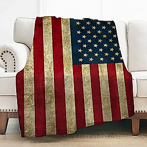 Levens US Flag Throw Blanket Gifts for Women Girls Boys, America Retro Decor for Couch Bed Sofa Travelling Camping, Birthday Christmas Soft Cozy Lightweight Blankets for Kids Adults Twin 60"x80"