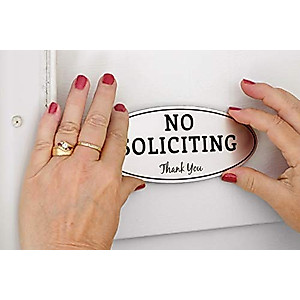 No Soliciting Sign – Digitally Printed Indoor/Outdoor Sign – Durable UV and Weather Resistant (Small - 2" x 5", Black with Gold Letters)