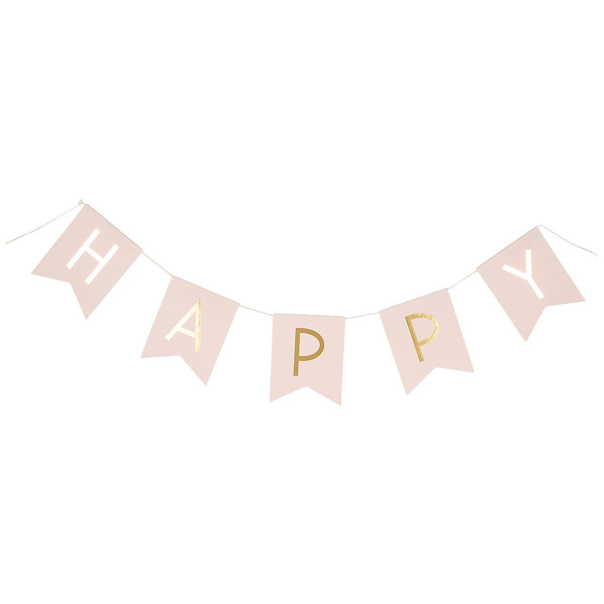 Ginger Ray Pastel Perfection and Gold Foiled Happy Birthday Bunting Banner, Pink, Hanging Bunting Banner
