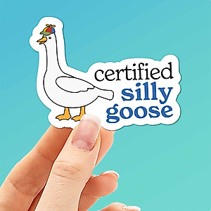 Certified Silly Goose Sticker for Water Bottle - Funny Meme Decal - Cute Propeller Hat Sticker for Tumblers