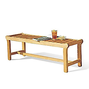 TeakFurnitureOutlet Revni 55" Backless Bench A-Grade Teak Luxurious Outdoor Garden Patio