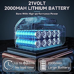 Cordless String Trimmer & Edger,3-in-1 21V Grass Trimmer Lawn Edger with2 PCS 2.0Ah Batteries and 3 Cutting Types Blades Included,Electric Weed Wacker for Lawn Care and Garden Yard Work