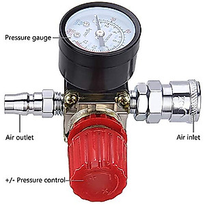 Preciva Air Compressor Pressure Regulator with Dial Gauge, 0-175 PSI Air Gauge for Air Compressor and Air Tools (Four Way Valve)
