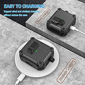 R-fun Airpods 3rd Generation Case with Automatic Secure Lock Clip, Hard Shell Full-Body Protective Airpods 3 Case 2021 for Women Men,Compatible with Apple Airpods 3rd Generation 2021,Black