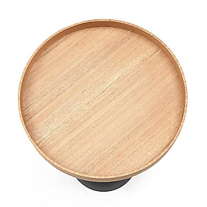 Round Pedestal Side Table | Ash Veneer Top | End Table | Night Stand | Plant Stand | Modern | Mid Century | Living Room