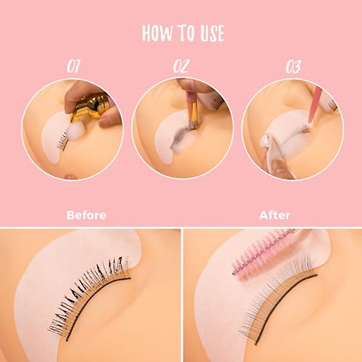 LLBA 60ML Eyelash Extension Cleanser - Lash Shampoo for Lash Extensions, Lash Bath for Dry & Sensitive Skin, Removes All Make-Up Including Waterproof Make-Up