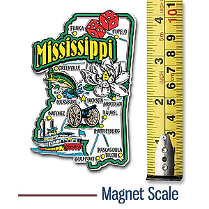 Mississippi Jumbo State Magnet by Classic Magnets, 2.7" x 4", Collectible Souvenirs Made in The USA