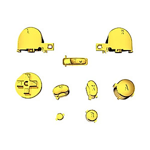 eXtremeRate Chrome Gold Repair ABXY D-pad Z L R Keys for Nintendo Gamecube Controller, DIY Replacement Full Set Buttons Thumbsticks & Tools for Nintendo Gamecube Controller - Controller NOT Included