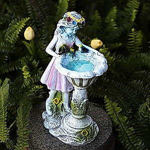 tefrey Fairy Garden Statue, Solar Garden Angel Figurine Outdoor Decorations Fairy Girl Resin Sculptures for Patio Yard Porch Lawn Ornament Housewarming