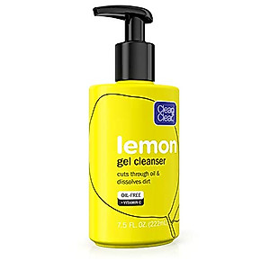 Clean & Clear Brightening Gel Facial Cleanser with Vitamin C, Lemon Extract & Glycerin, Oil-Free Daily Cleansing Face Wash Gel to Brighten Skin, Cleanse Oil & Dissolve Dirt, 7.5 oz