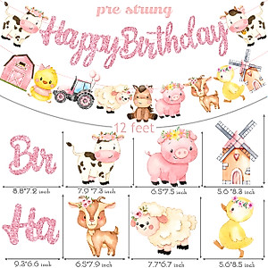 Farm Animal Happy Birthday Banner Farm Animals Birthday Party Decoration 2Pcs Barnyard Animals Banners Farm Themed Birthday Decorations for Animals Baby Shower Supplies