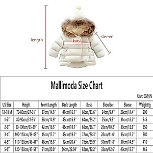 Mallimoda Baby Boys Girls Down Jacket Toddler Winter Warm Puffer Down Coat Cotton Hooded Fur Snowsuit Black 2-3 Years