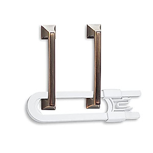 10 Pack Baby Sliding Cabinet Locks - Vmaisi Adjustable U Shaped Child Safety Locks,Childproof Latches for Kitchen Bathroom Storage Cupboards Doors, Handles and Knobs White (10)