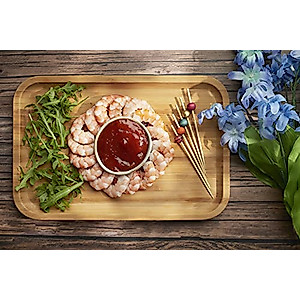 Bamboo Serving Platter Tray Cheese Charcuterie Decorative Bathroom Kitchen Dish Eco-Friendly Wood (Mini Small Medium, Natural Bamboo)