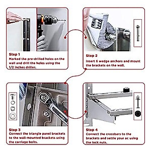 TURBRO Wall Mount Stand for Mini Split Ductless Air Conditioner Heat Pump System, Sturdy Stainless Steel Bracket w/Dual Cross-Bars, Support Condenser up to 550 lbs (7,000 - 24,000 BTU)