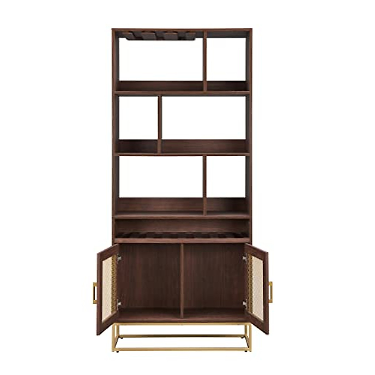 Home Source Contemporary Home Bar Shelf Walnut