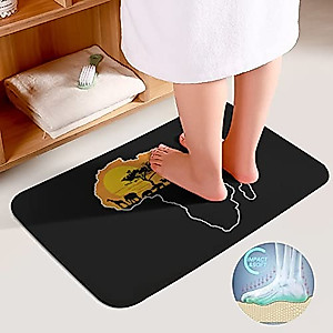 African Animals Over Map of Africa Bathroom Rugs Set 3 Piece Non-Slip Mat Rectangular Floor mat U Shaped Mat O Shaped Toilet Lid Cover 20"x32"