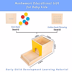 Adena Montessori 5 in 1 Object Permanence Box Toddler Play Kit Toys for 1 Year Old Babies 6-12 Months 2 Year Old