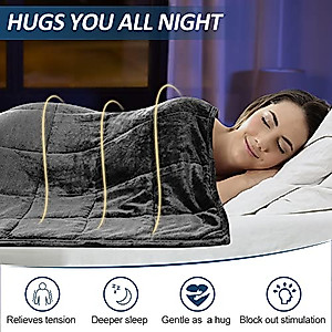 Topblan Sherpa Fleece Weighted Blanket 15lbs, Double Sided with Fuzzy Fleece and Shaggy Sherpa to Help with Better Sleep, 48x72 inches, Grey & White