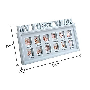 Picture Frames Baby My First Year Photos Frame Multi-Photo Photo Moments Keepsake Picture Frame Girls Boys Photo Impression Kit Album Newborn Baby Shower Frame Birthday Xmas Memories Christening Gift