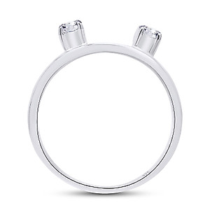 SAVEARTH DIAMONDS 1/5 Carat Round Cut Lab Created Moissanite Diamond Two Stone Enhancer Guard For Engagement Wedding Ring In 14K White Gold Plated 925 Sterling Silver (G-H, VVS1, 0.20 Cttw) Size- 6