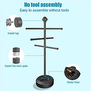 Hestiasko 57" Metal Outdoor Towel Rack for Pool with 3 Adjustable Bars, Hot Tub Accessories for Adults, Upscale Pool Towel Rack - Gray