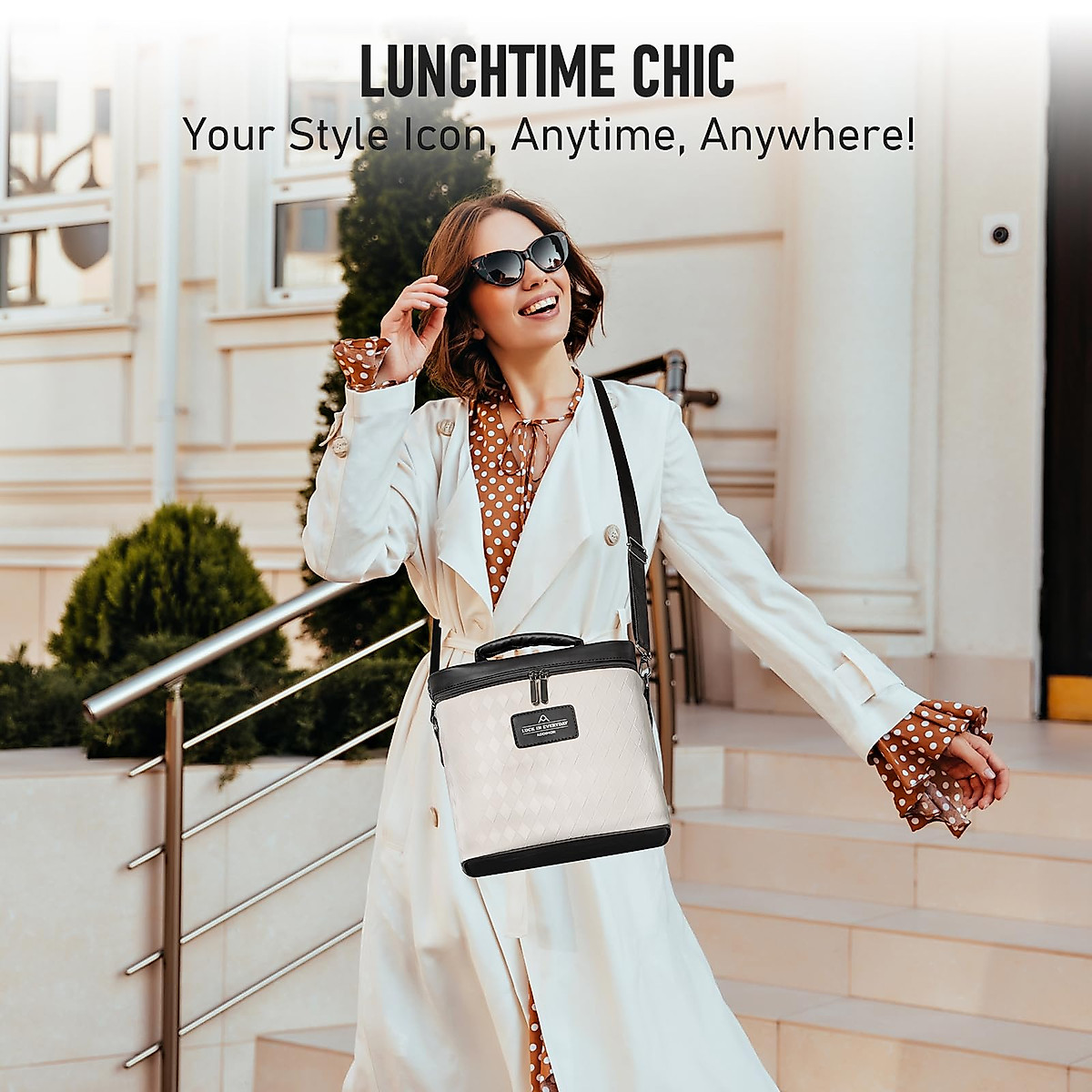 ADDIMOR Lunch Bag for Women Men - Cute Leather Luxurious Lunch Tote Bags Reusable Insulated Lunch Box Large Capacity Reusable Insulated Cooler for Work Picnic or Travel