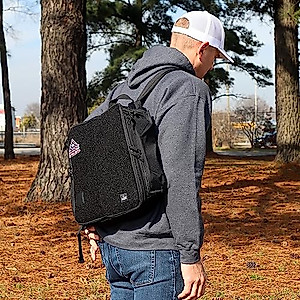 Tan Cornhole Backpack with ACE Patch - Holds Up to Six Cornhole Bag Sets (Up to 24 Bags) - Includes 2 Side Pockets, 2 Phone Holders, 2 Straps, Headphone Passthrough Ports