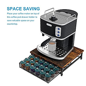 Coffee Pod Drawer Holder for K Cup Coffee Pods Holder for Counter 36 Capacity Pods Storage Organizer for K Cups Capsule Storage with Sliding Baskets for Coffee Station Black